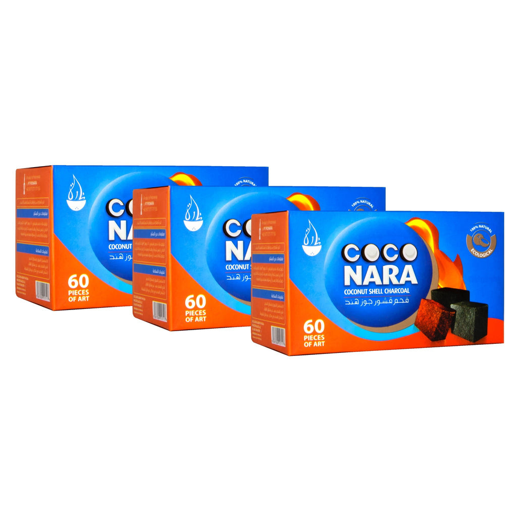 3x Coco Nara Hookah Charcoal 60pcs - FLAT | Coconara Online – coconaraonline.com