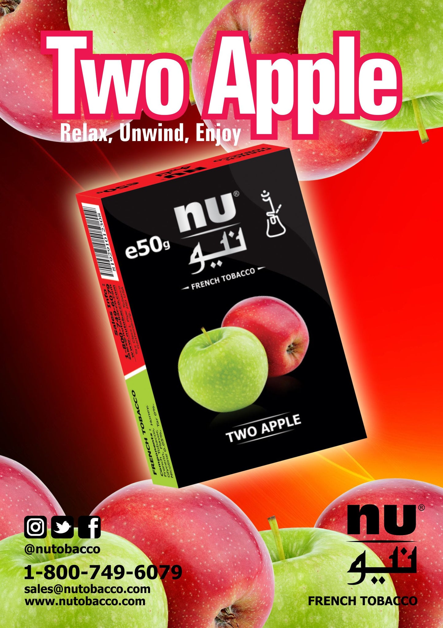 Nu Hookah Tobacco, NU Two Apple - 250g | Coconara Online ...